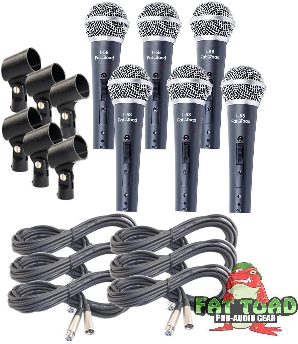 6 Packs Cardioid Vocal Microphones with XLR Cable by Fat Toad – fattoadpro